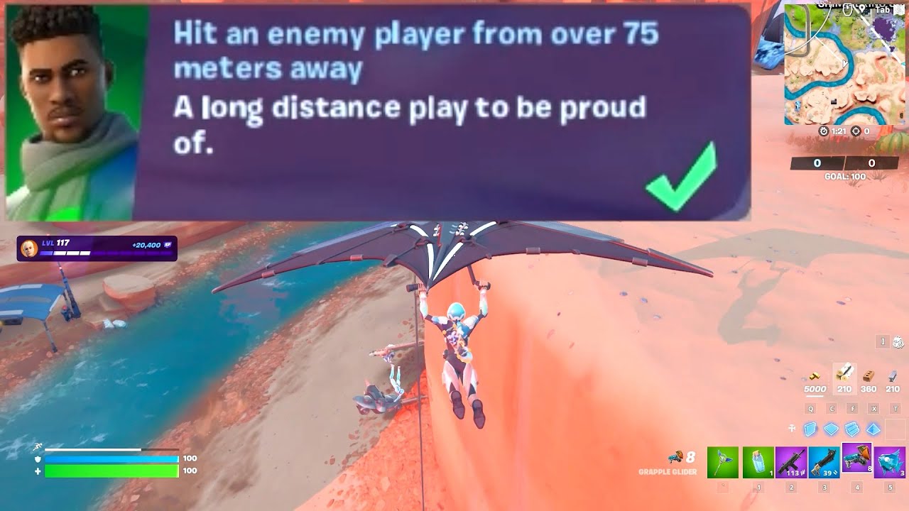 Hit an enemy player from over 75 meters away Fortnite - YouTube