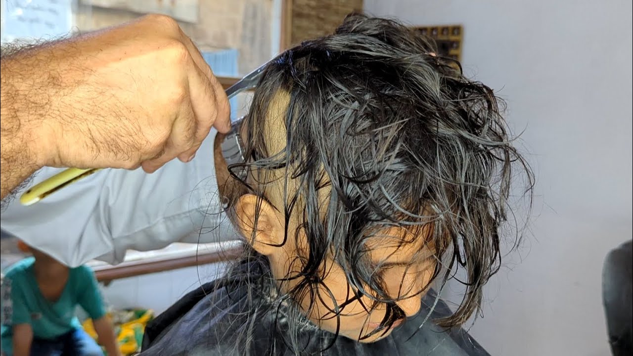 Cute girl ASMR relaxing head shave dandruff clean tutorial zaibi barber ...