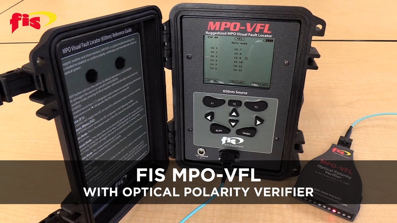 FIS MPO VFL (Visual Fault Locator) with Optical Polarity Verifier - YouTube