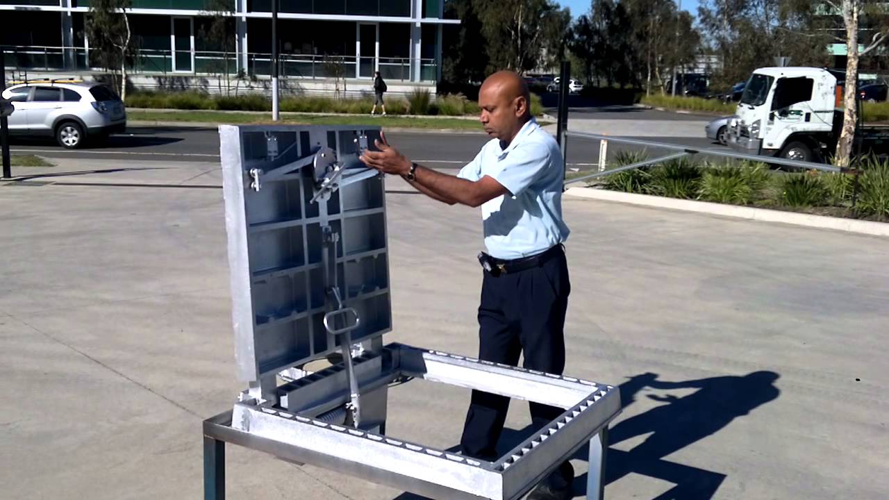 Manhole cover / Emergency hatch operation made easy & simple - YouTube