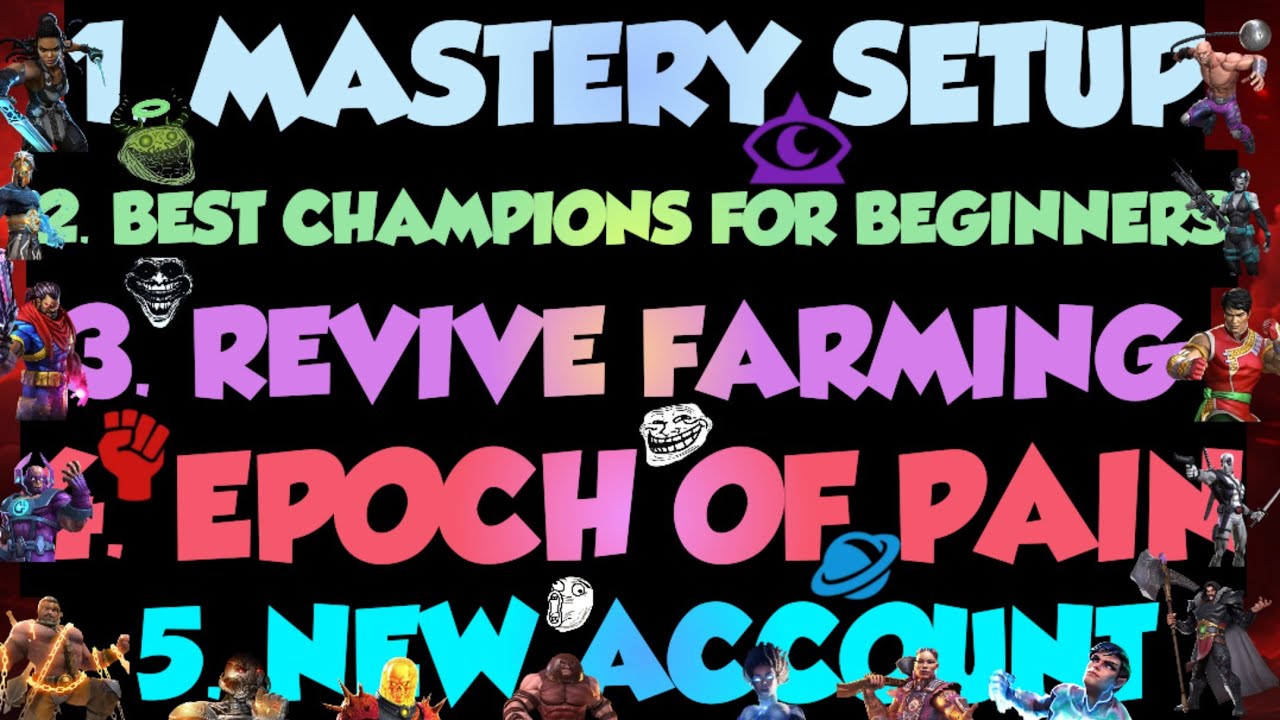 MCOC BEST MASTERY & CHAMPIONS FOR RANK UP WITH NEW ACCOUNT SETUP FOR ...