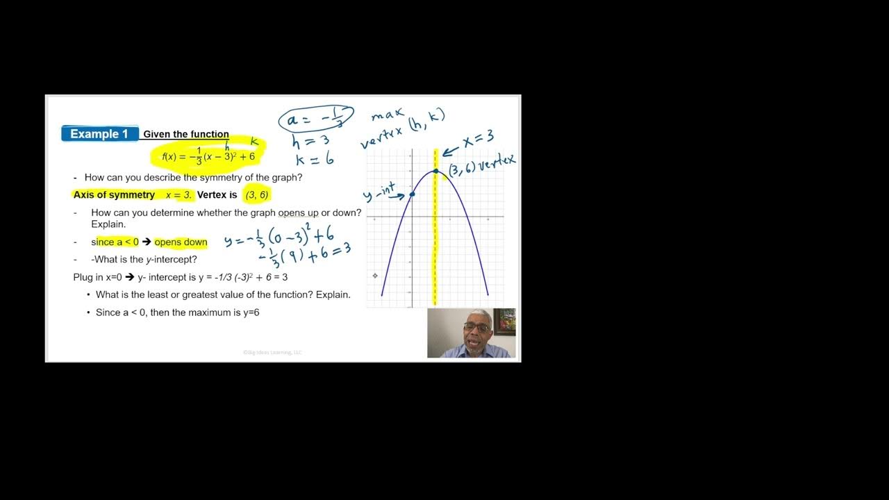 Lesson 2 2 Part 1 Characteristics of Quadratic Functions (Alg2) - YouTube