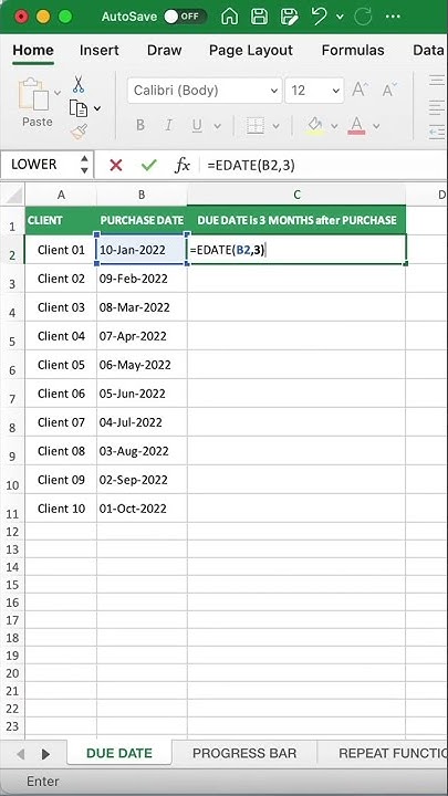 How to calculate due date in excel # via excel.shorts tiktok - YouTube