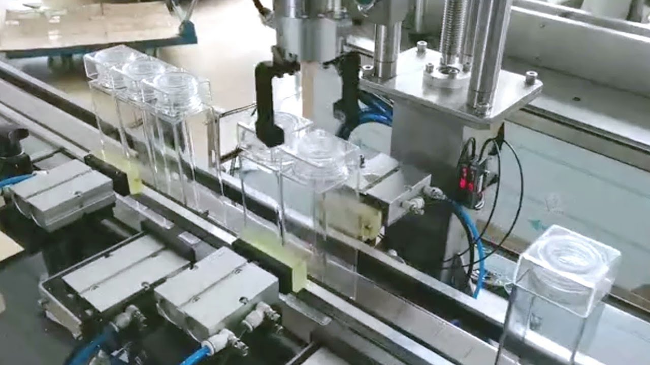 square jars capping machine linear type single head screw capper - YouTube