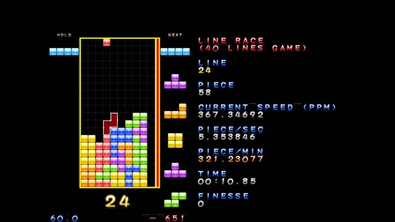 [Nullpomino] Tetris 40L Line Race 19.28 seconds (New World Record ...