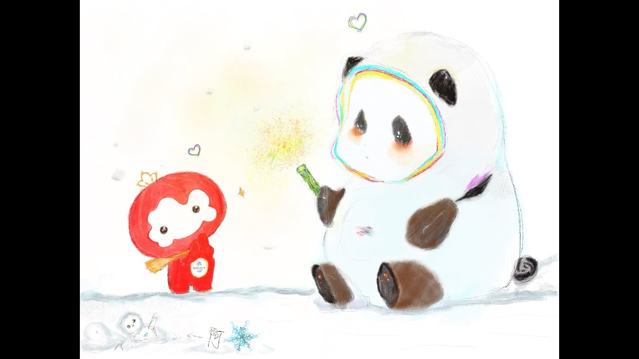 2022 Beijing Winter Olympics mascot hand-painted illustrations Bing Dun ...