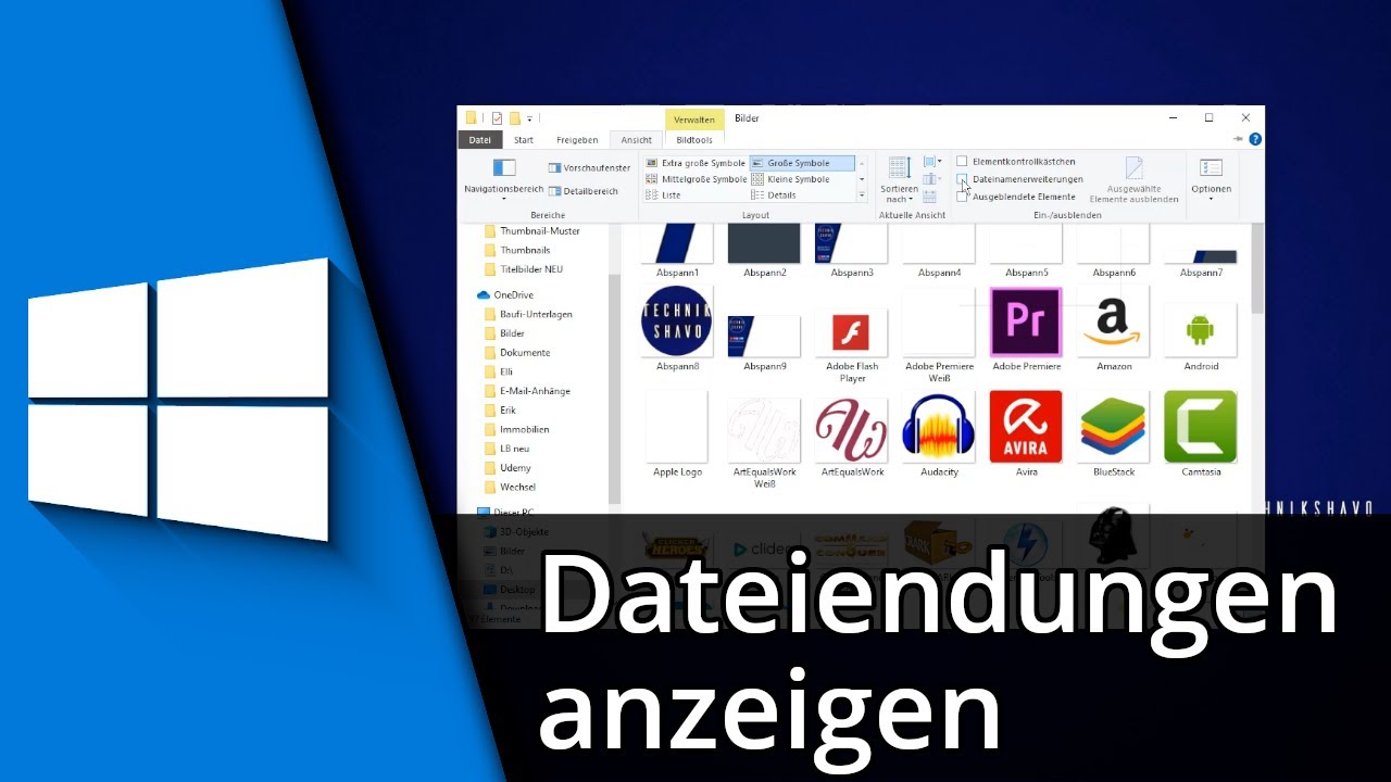 Windows 10 Dateiendungen anzeigen / verbergen Tutorial - YouTube