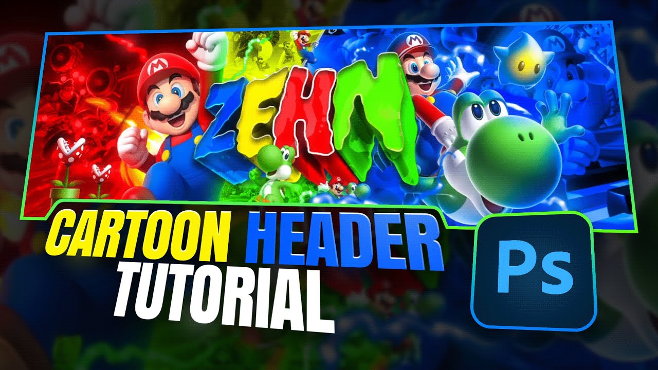 How To Make *CLEAN* Cartoon Header in Photoshop! (Full Tutorial) - YouTube