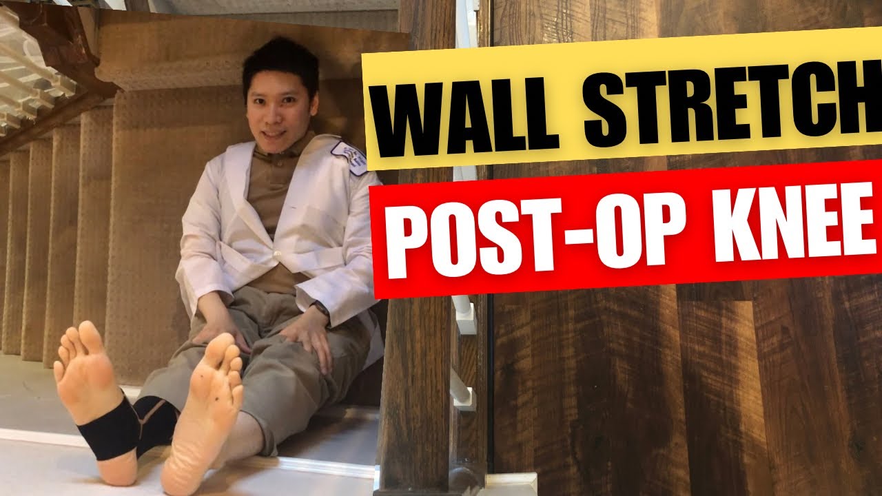 How to stretch the knee with a WALL (great for swelling!) - YouTube