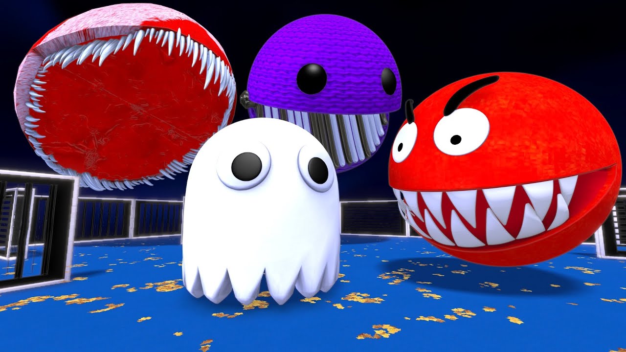 Pacman Vs Two Dangerous Monsters Pacman Trying To Eat Him !! - YouTube