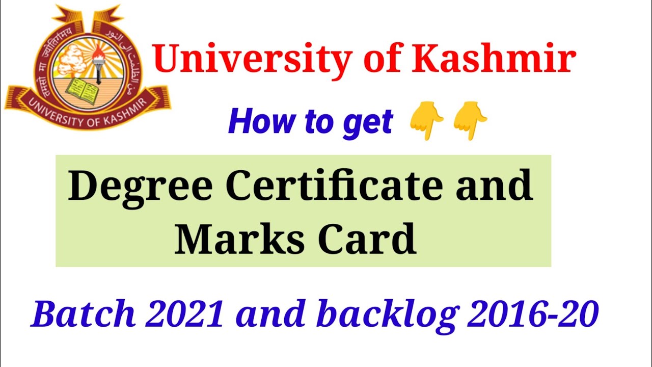University of Kashmir -- Marks card and Degree certificate batch 2021 ...