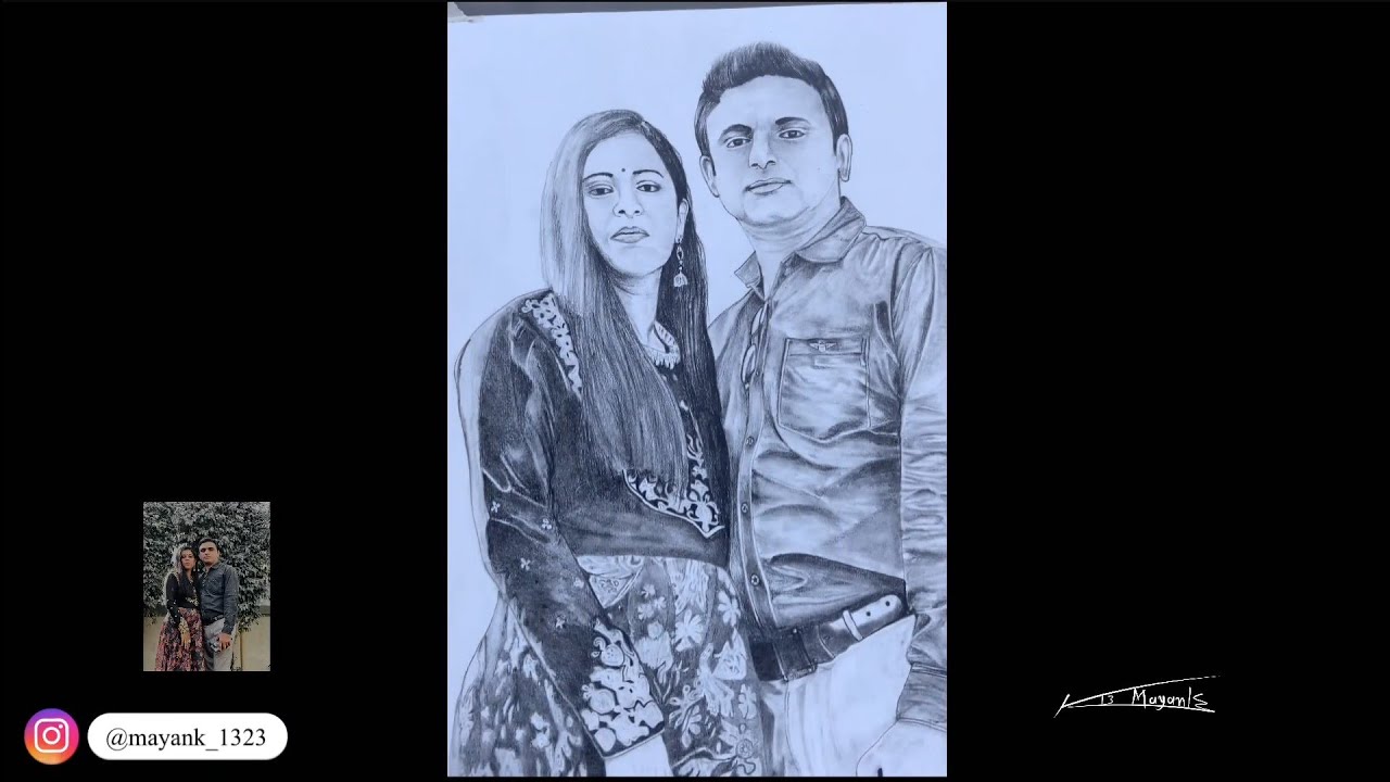 Couple Portrait drawing with pencil - YouTube