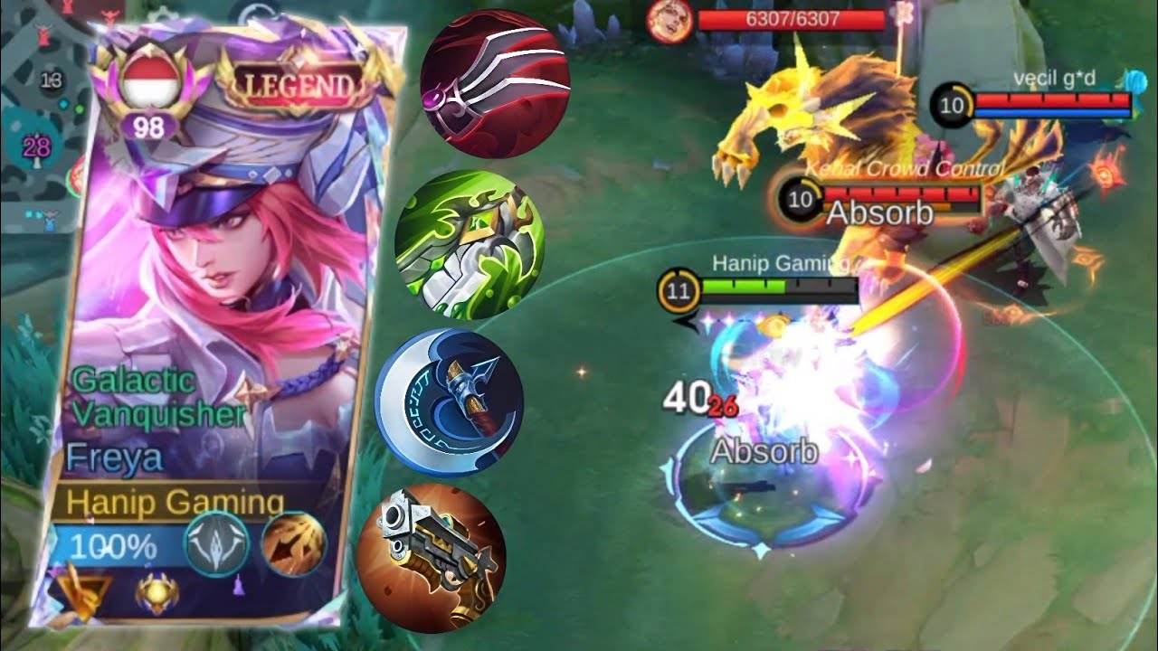 GAMEPLAY HARD GAME FREYA DAMAGE VS LUKAS AGGRESSIVE!! BUILD FREYA ...