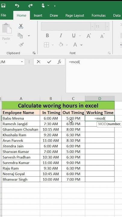 How to Calculate Hours Worked in Excel | How to Calculating Working Hours Using Excel #exceltips ...