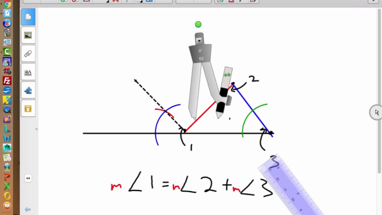 Geometry 3.5 Triangle Exterior Angle Theorem Construction Proof - YouTube