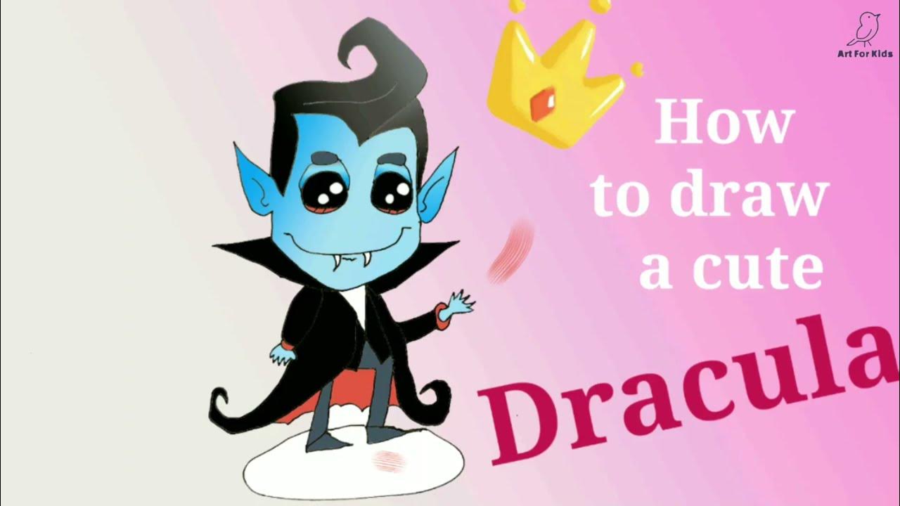 How to draw a cute Dracula for Halloween step by step - YouTube