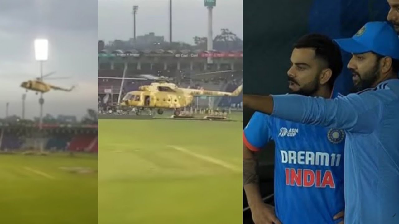 Virat And Rohit Shocked When Helicopter Come In Stadium For Drying ...