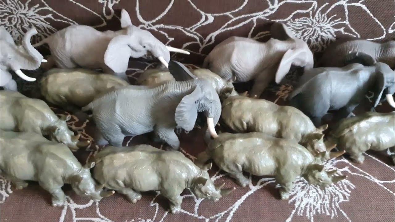 Jumanji Stampede full Elephants Rhinos Zebras and one Pelican Figures - YouTube