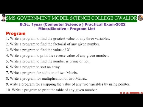 BSC 1st year computer science practical exam program and algorithm ( Questions with Anwers ...