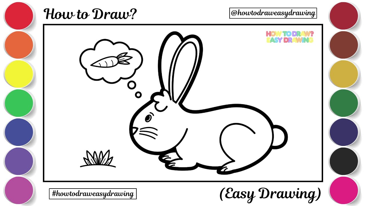 How to Draw a Happy Bunny with Carrots | Kids Art Tutorial - YouTube