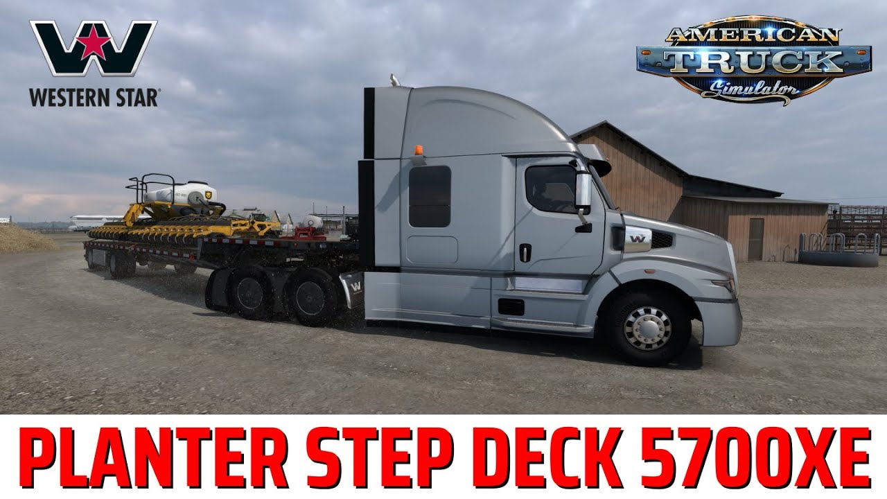 Western Star 5700XE 550 Cummins with Step deck Trailer carrying Planter ...
