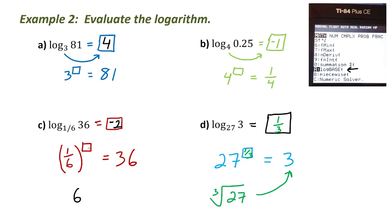 Algebra 2 - Evaluate Logarithms - YouTube