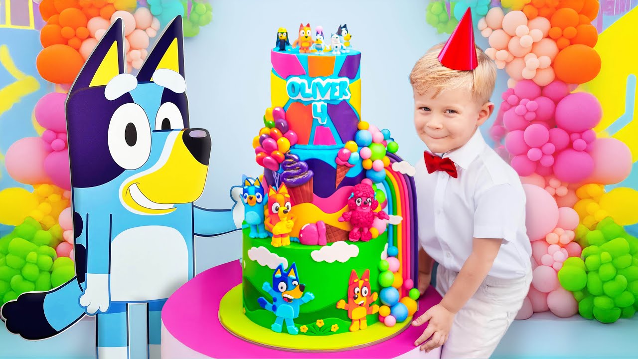 ¡El cuarto cumpleaños de Oliver con temática de BLUEY! - YouTube