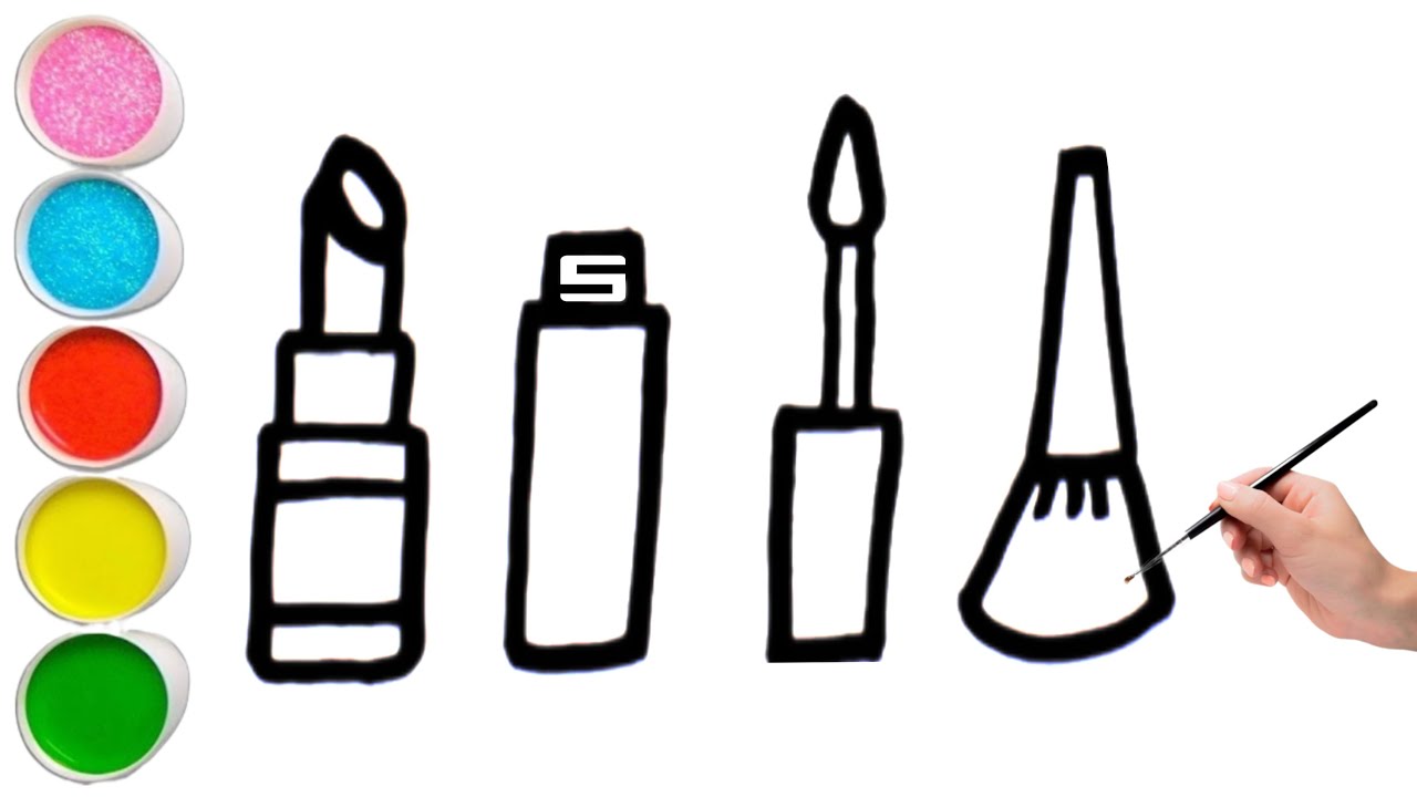 How to draw makeup set | Makeup tutorial for beginners💄easy acrylic Art ...