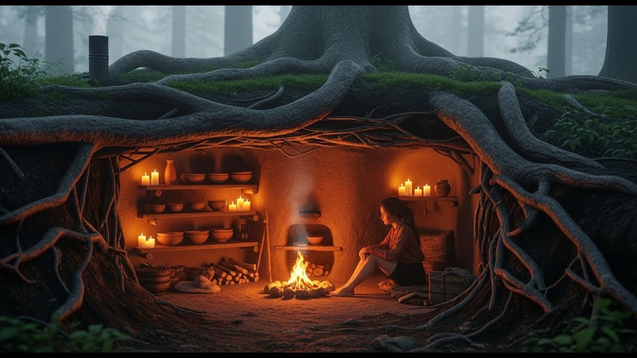 Building Underground a Hidden Shelter | Warm and Cozy Dugout. Bushcraft ...