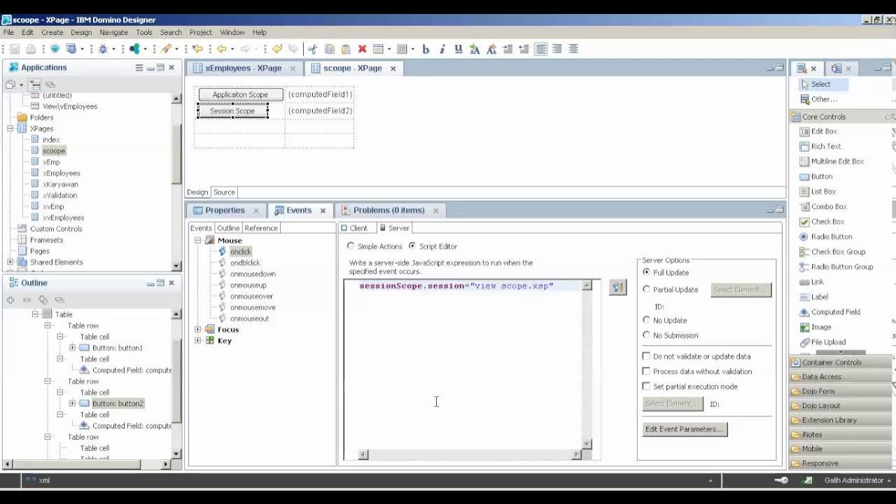 Application Scope and Session Scope Xpages IBM Domino Designer - YouTube