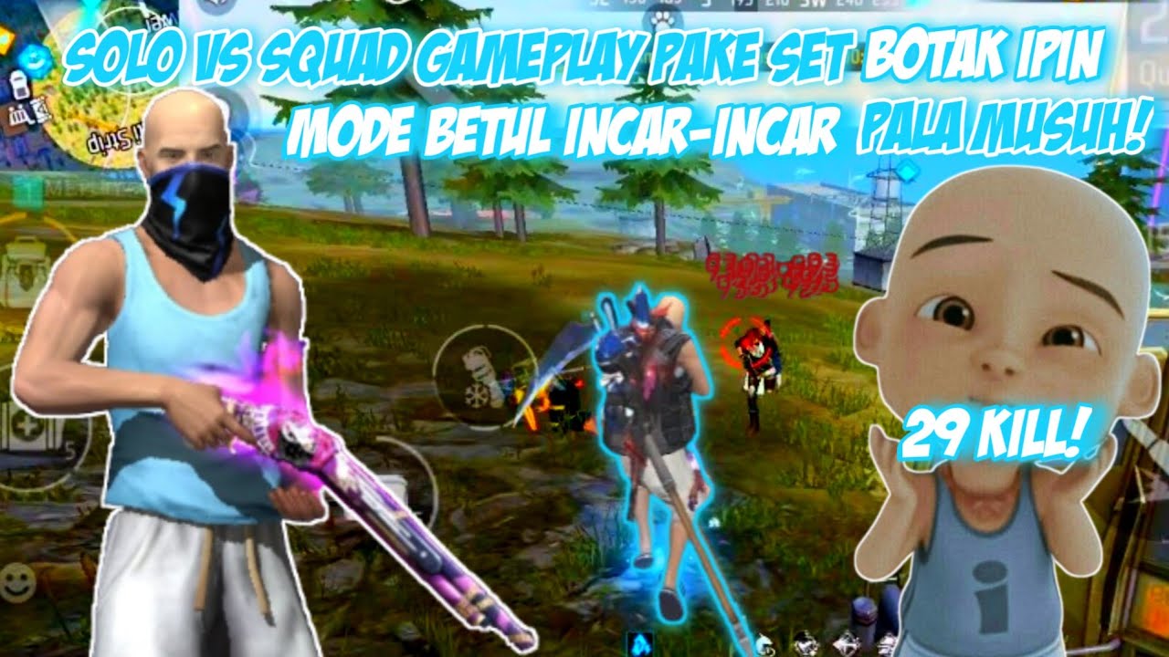 SOLO VS SQUAD GAMEPLAY 39 KILL!!PAKE SET BOTAK IPIN MODE BETUL- FREE ...