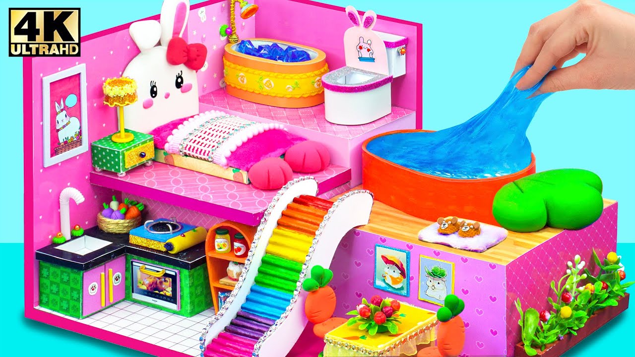 10+ Minutes Build Cute Rabbit House with Pool Carrot Pool and Rainbow ...