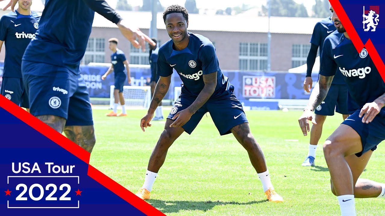 Raheem Sterling's First Chelsea Training Session! 🔵 - YouTube