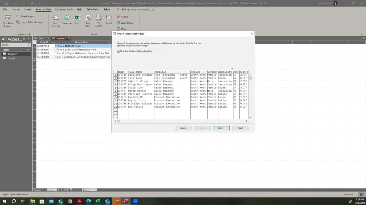 Access Database assignment - Creating tables 1 - YouTube