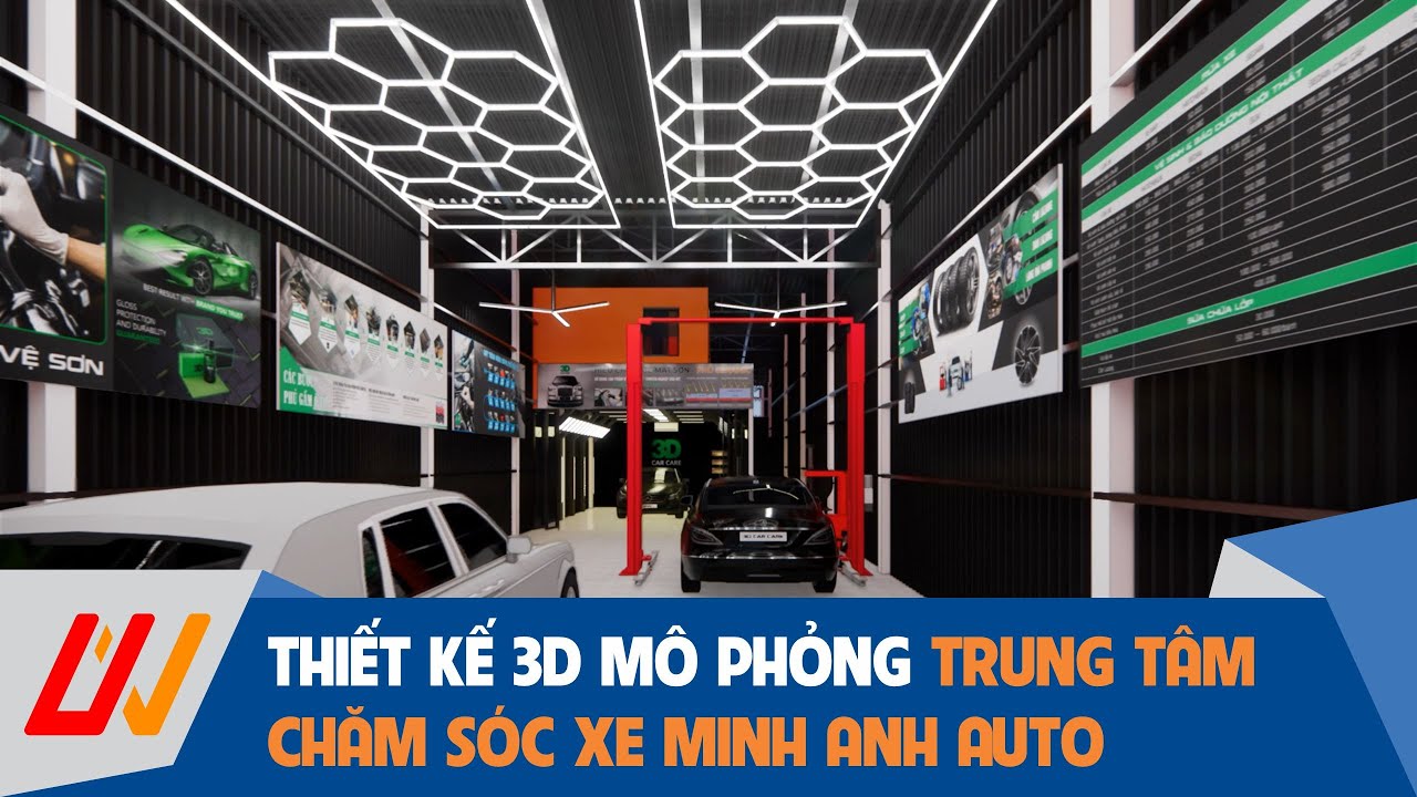 Thiết kế 3D mô phỏng Trung tâm chăm sóc xe Minh Anh Auto tại Đắk Lắk ...