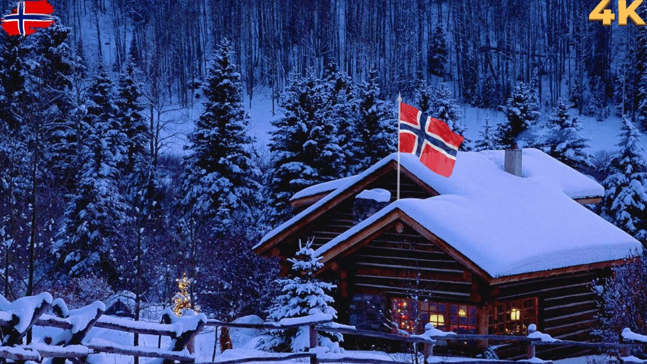 Walking Tour Through a Night Snowfall in Norway | Beautiful ...