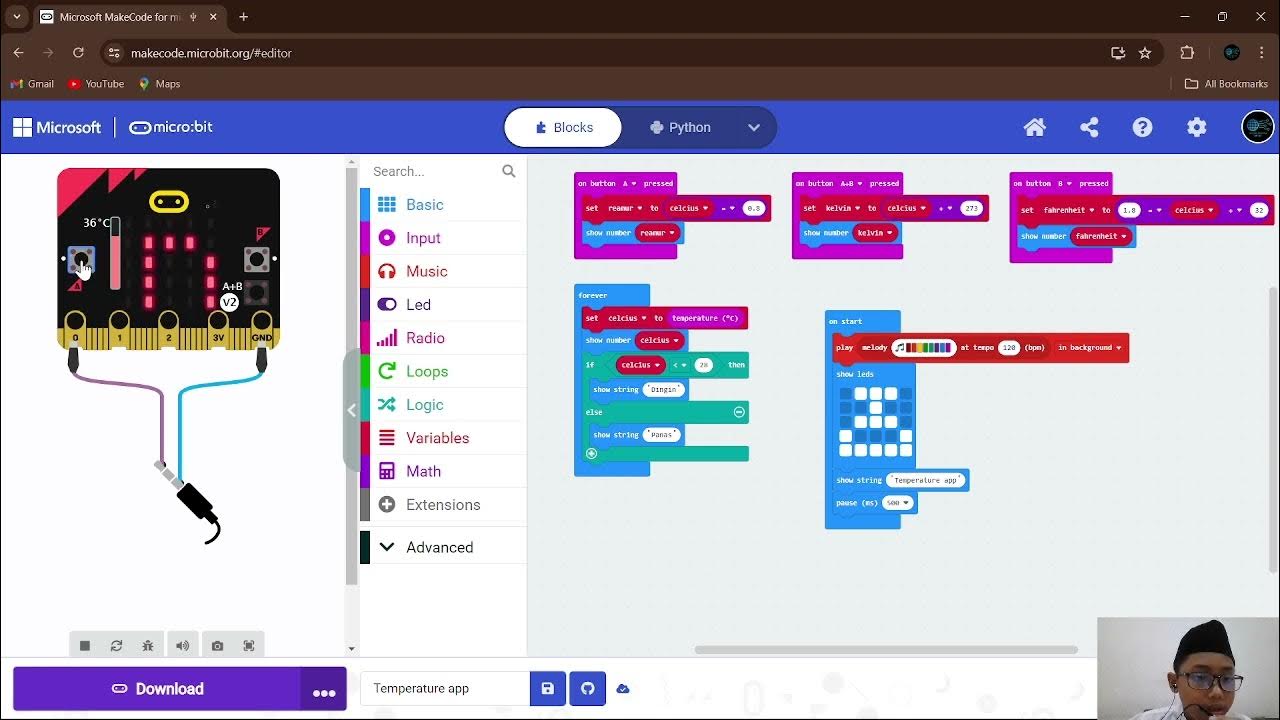 Demo | Temperature app | microbit - YouTube