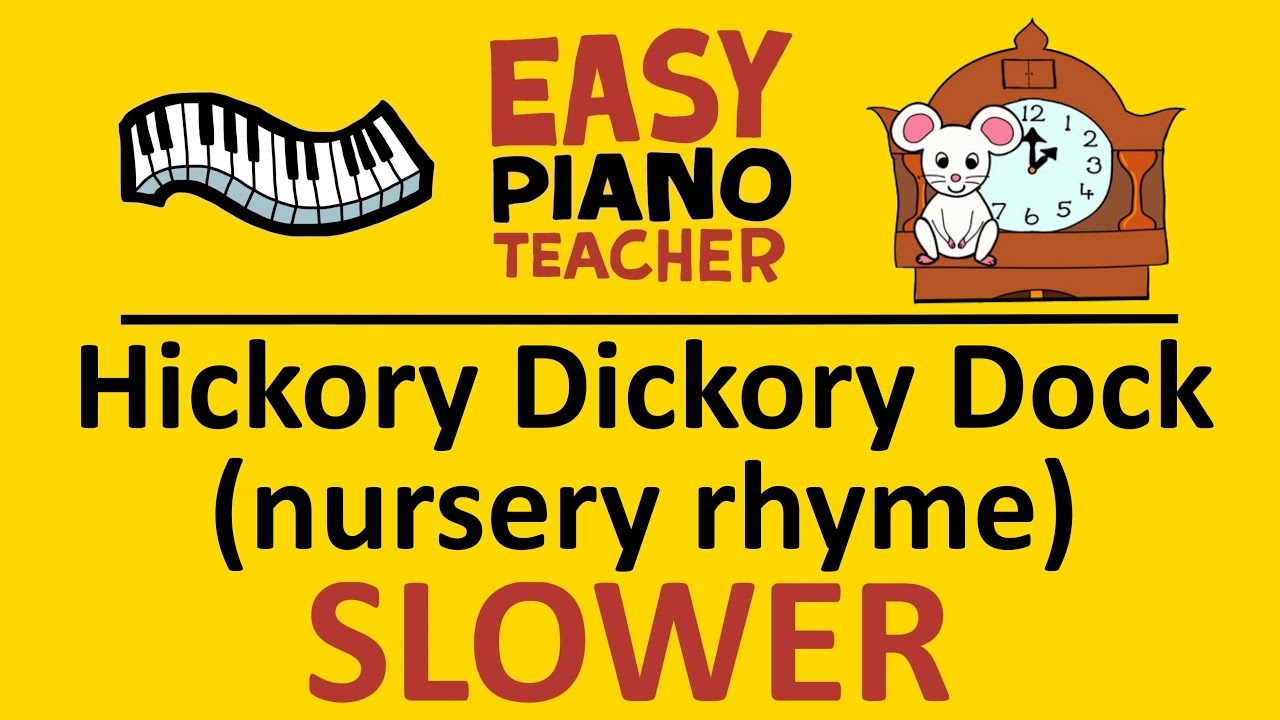 🎹 EASY piano: Hickory Dickory Dock keyboard tutorial SLOW (nursery ...