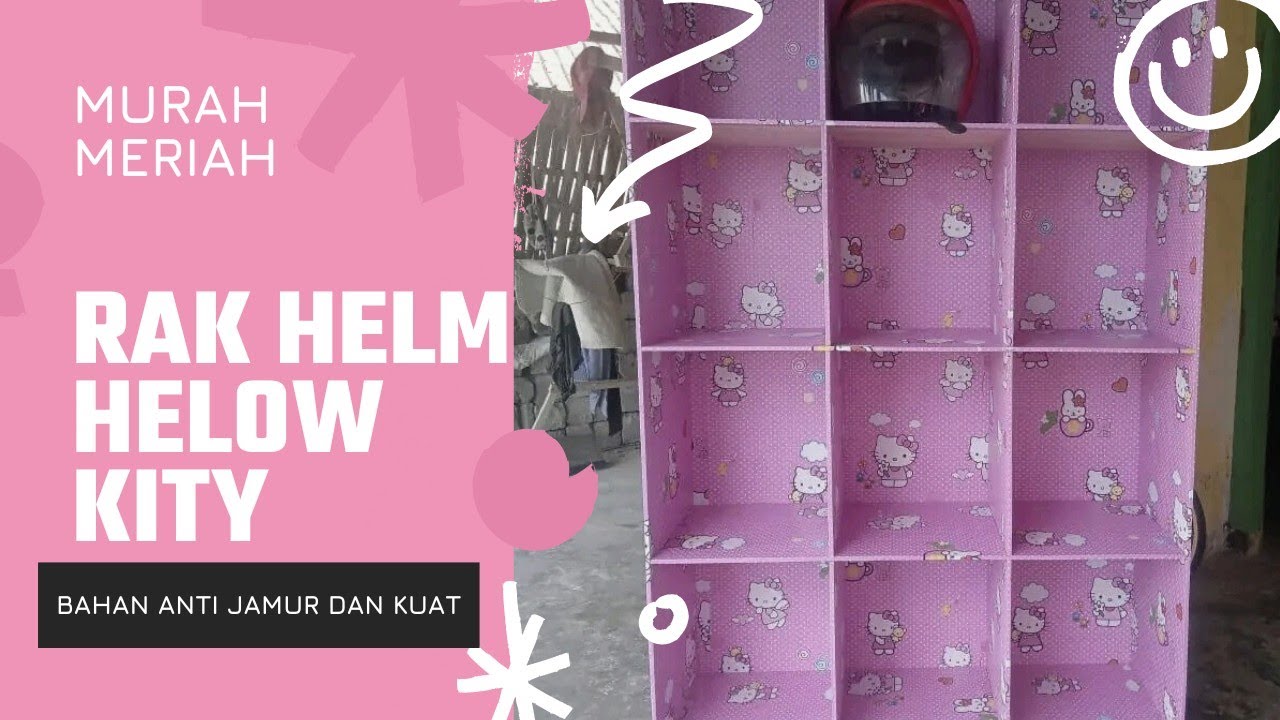proses pembuatan rak multiplek 12 kotak motif helow kitty - YouTube