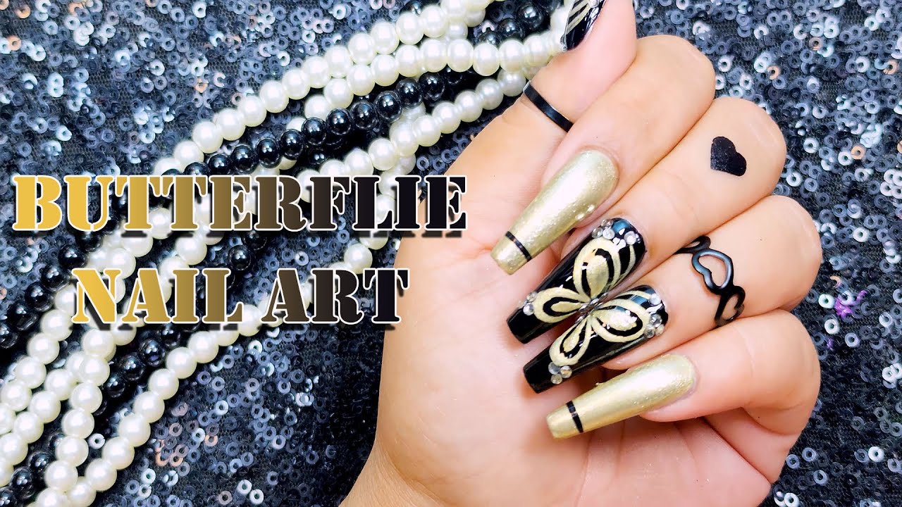 Butterfly Nail Art | Rose4you | Easy Butterfly Nail Art Tutorial - YouTube