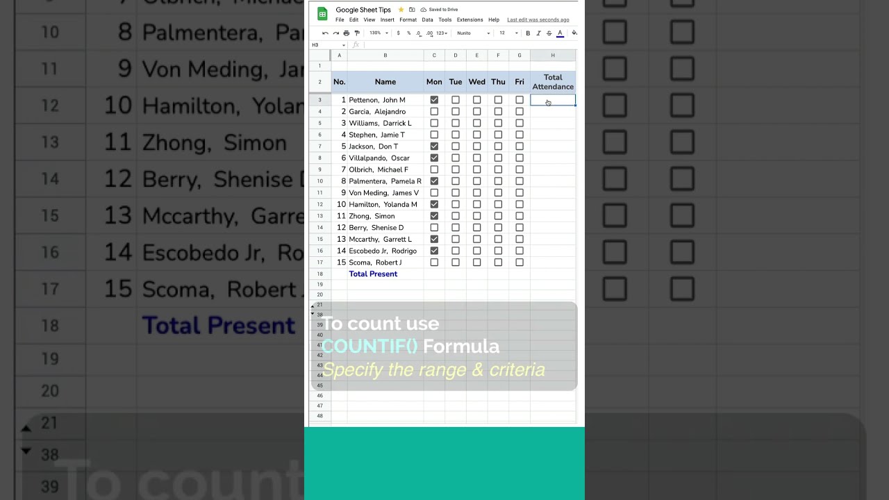 Track Attendance In Google Sheets SHORTS Check Off Attendance YouTube Track Attendance In Google Sheets SHORTS Check Off Attendance YouTube