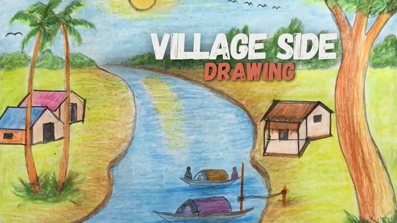 How To Draw Riverside Drawing With Pencil In Landscape | Nature Drawing ...
