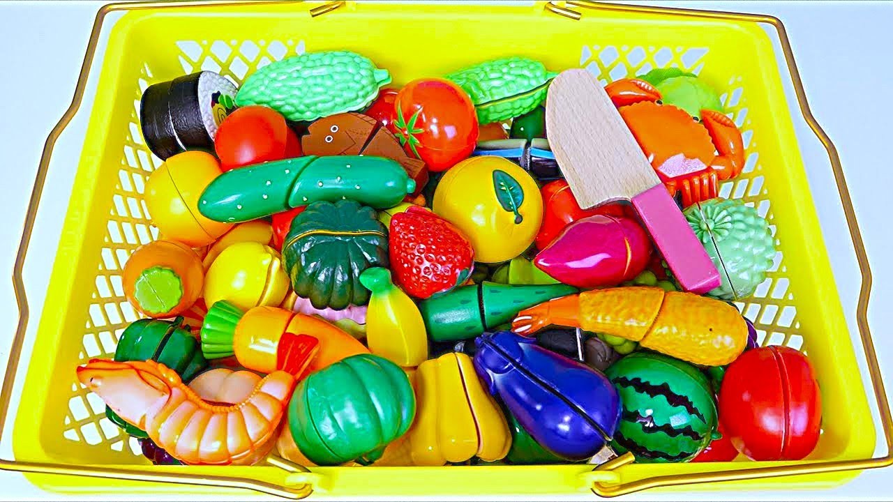 Cutting Wooden & Plastic Fruit Vegetables, Cutting Durian, Watermelon, Satisfying Video ASMR ...