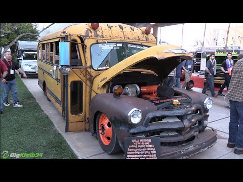 Cummins Powered SPOOL BUS, Giant Turbo Show STOPPER at SEMA! - YouTube