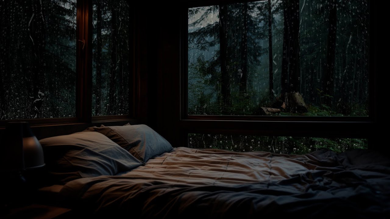 It's Raining Heavily And Windy Outside. Take A Rest By The Window With ...