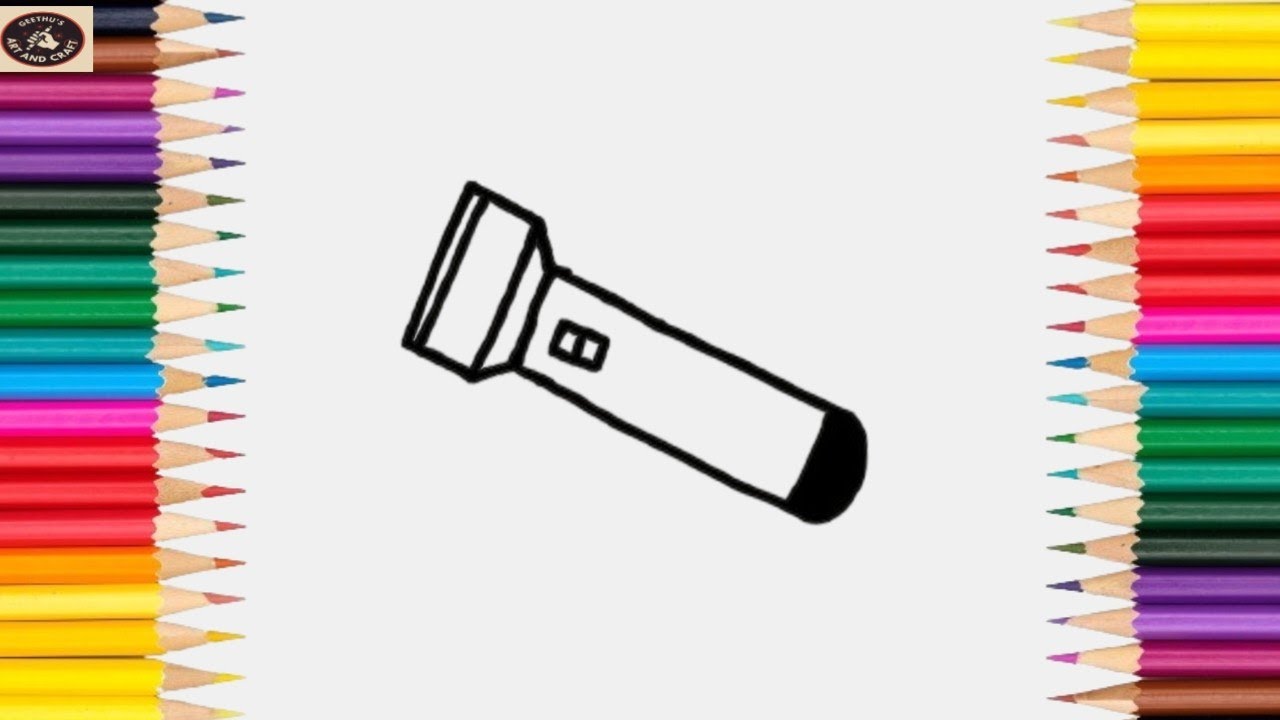 How To Draw Easy Torch🔦||Torch Drawing Colouring for kids||#torch# ...