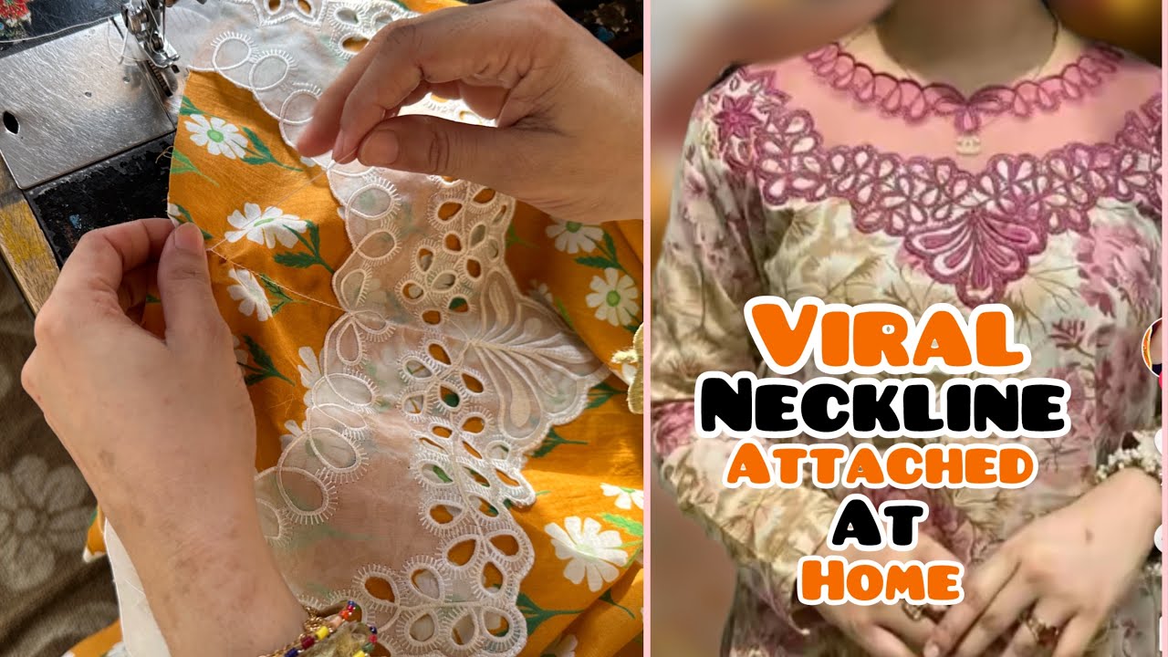 How To Attached Viral Neckline At Home|| Latest Neckline design ...