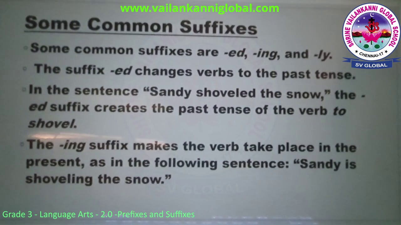 SV Global - Grade 3 - Language Arts - 2.0 - Prefixes & Suffixes - YouTube