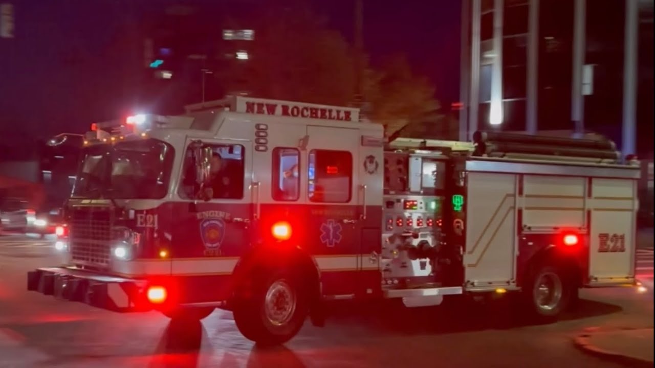 New Rochelle FD Engine 21, and Ambulance 30A1 Responding - YouTube