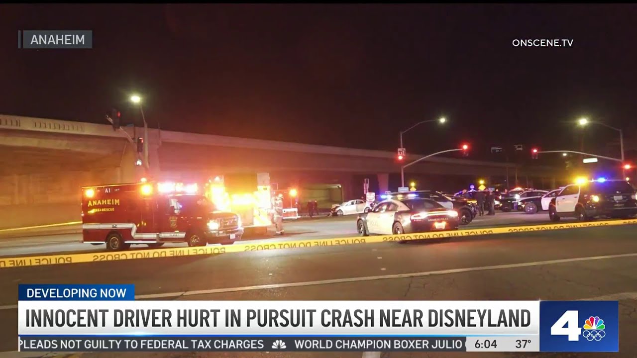 Driver hurt in pursuit crash near Disneyland - YouTube